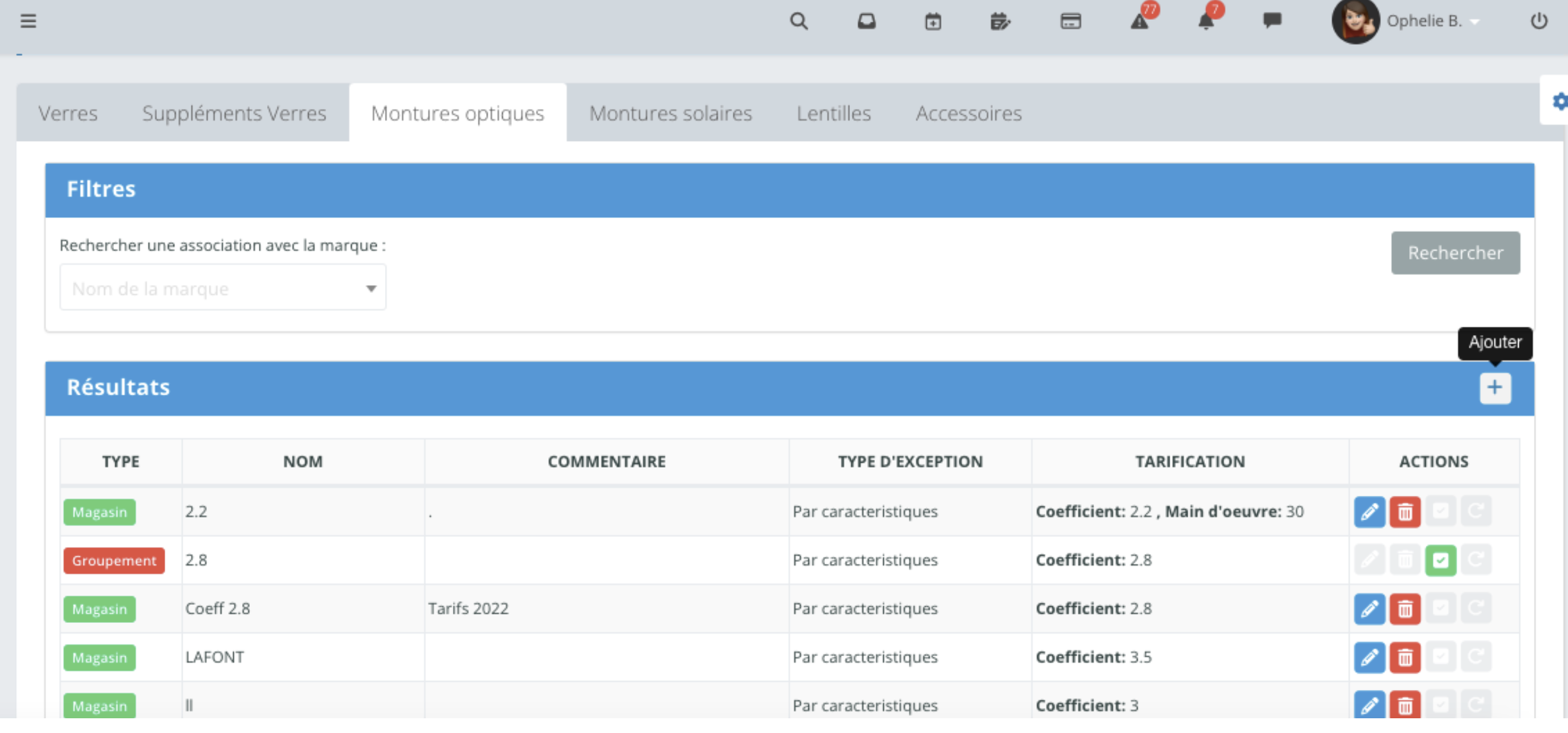 Créer des grilles tarifaires – Optimum CIT