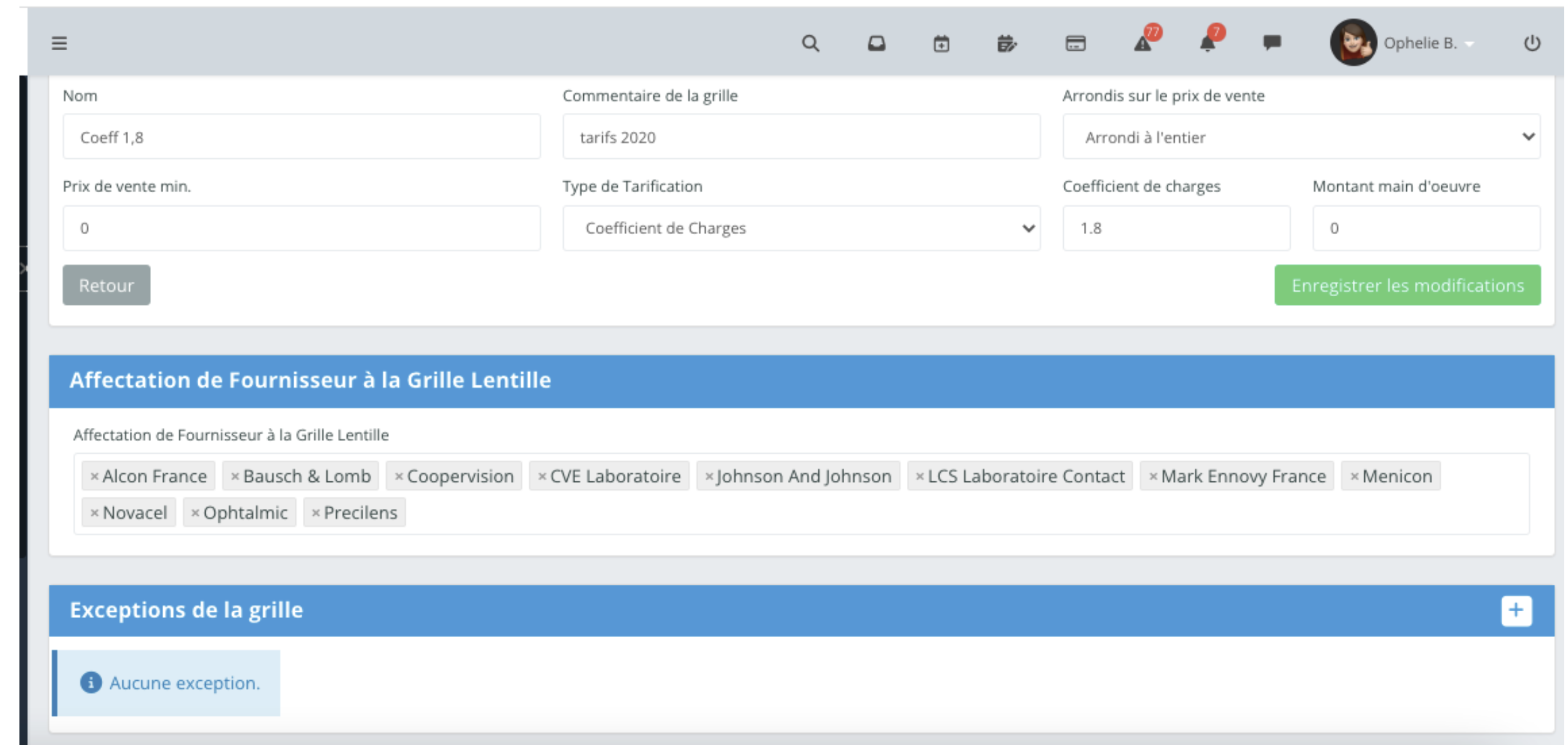 Créer des grilles tarifaires – Optimum CIT