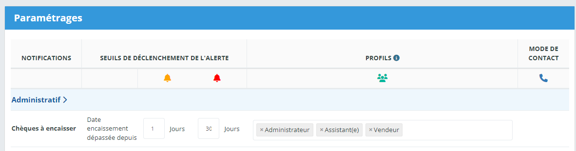 Paramétrage de l'assistant de notifications / page accueil – Optimum CIT